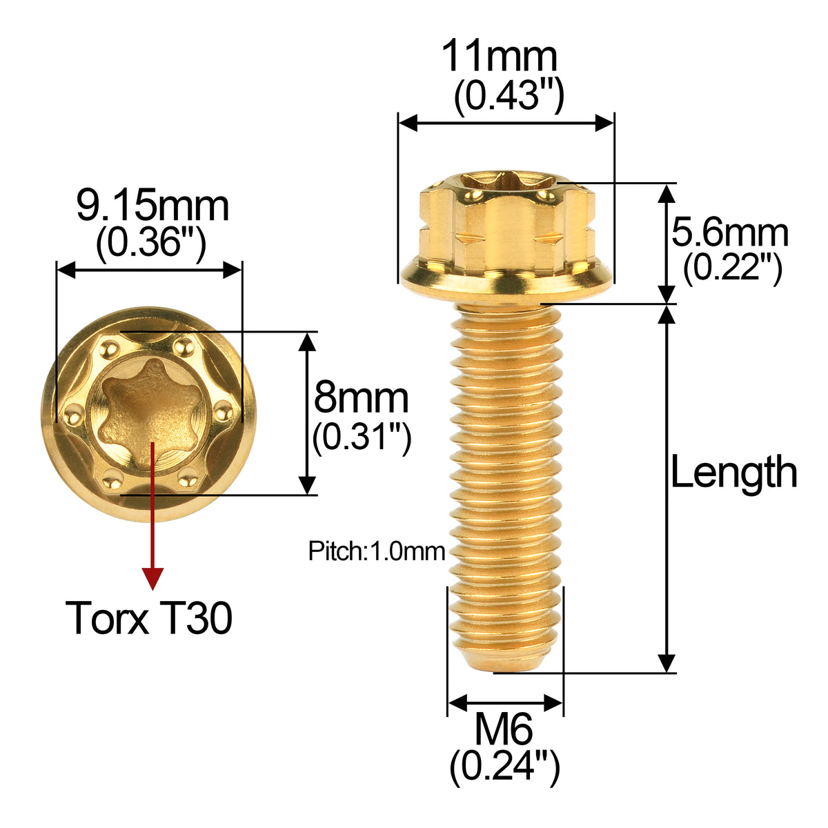 Wanyifa Titanium Bolt M6x10 15 20 25 30 35 40 45 50mm Flange Torx Head – Wanyifabolt
