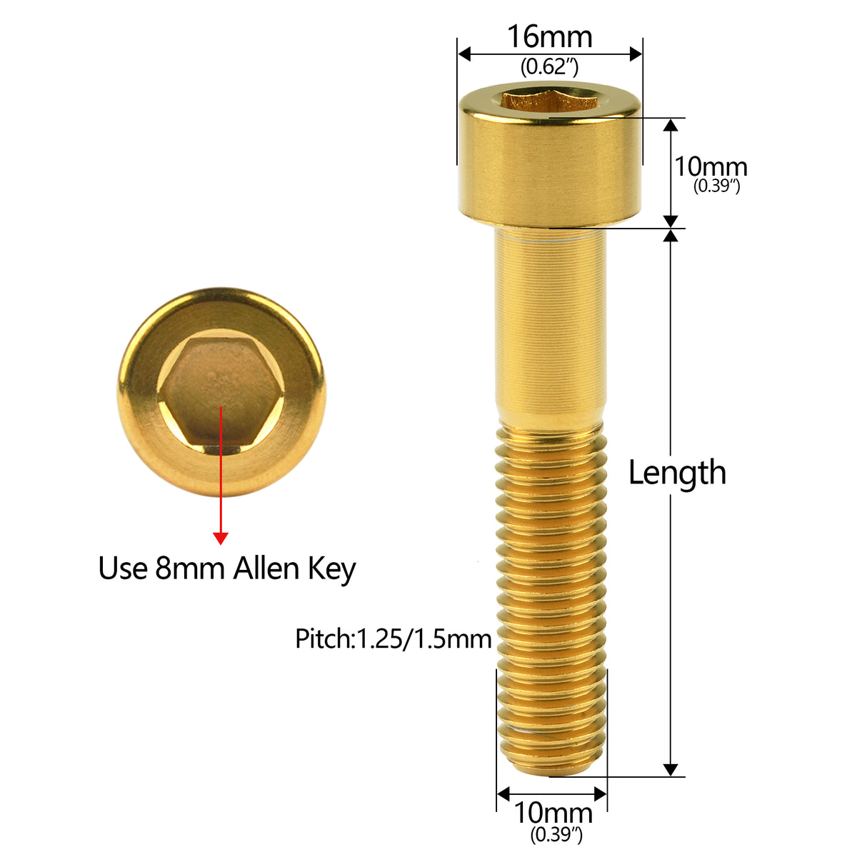 Wanyifa Titanium Bolt M10x20 25 30 35 40 45 50 55 60mm DIN912 Cap Hex ...