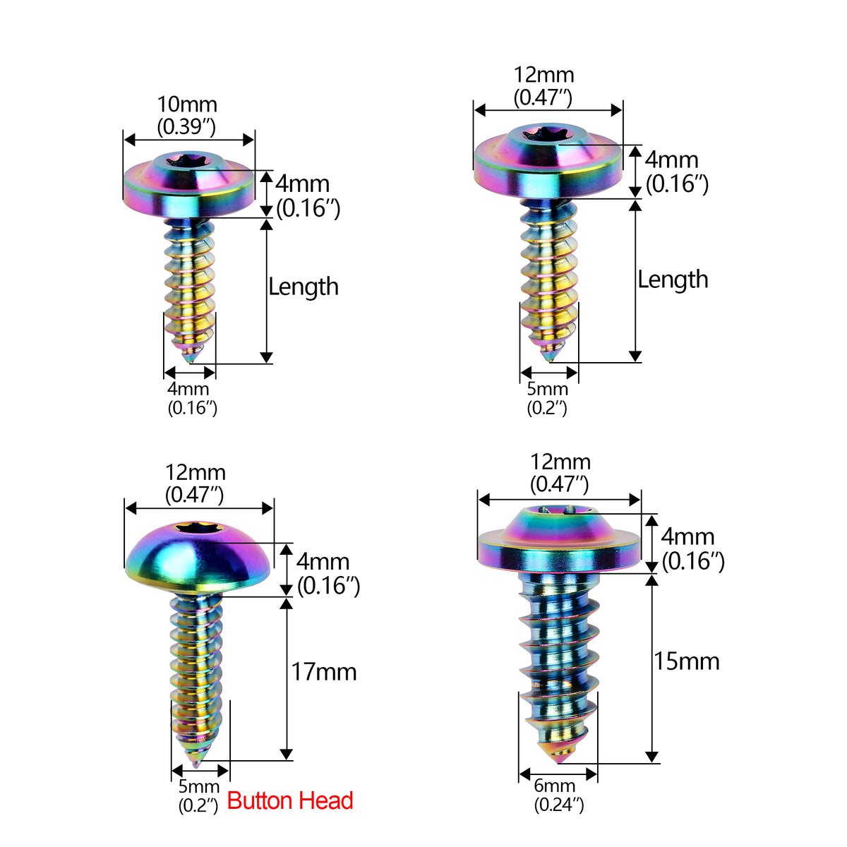 Wanyifa Titanium Bolt M4/M5/M6x15 17 20 25mm Self-Tapping Torx T25 Hea ...