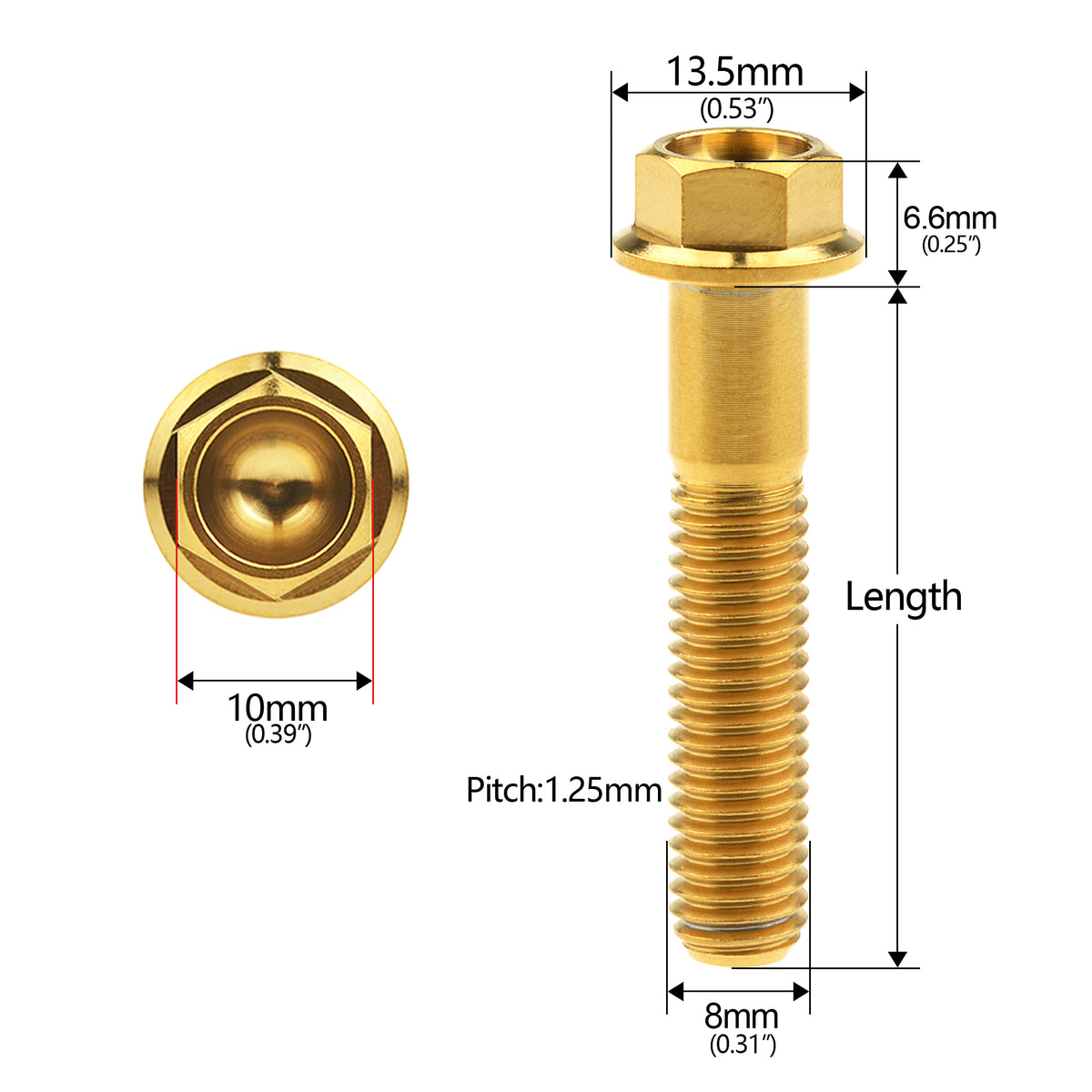 Wanyifa Titanium Bolt M8x15 20 25 30 35 40 45 50 55 60 65mm Flange Hex ...