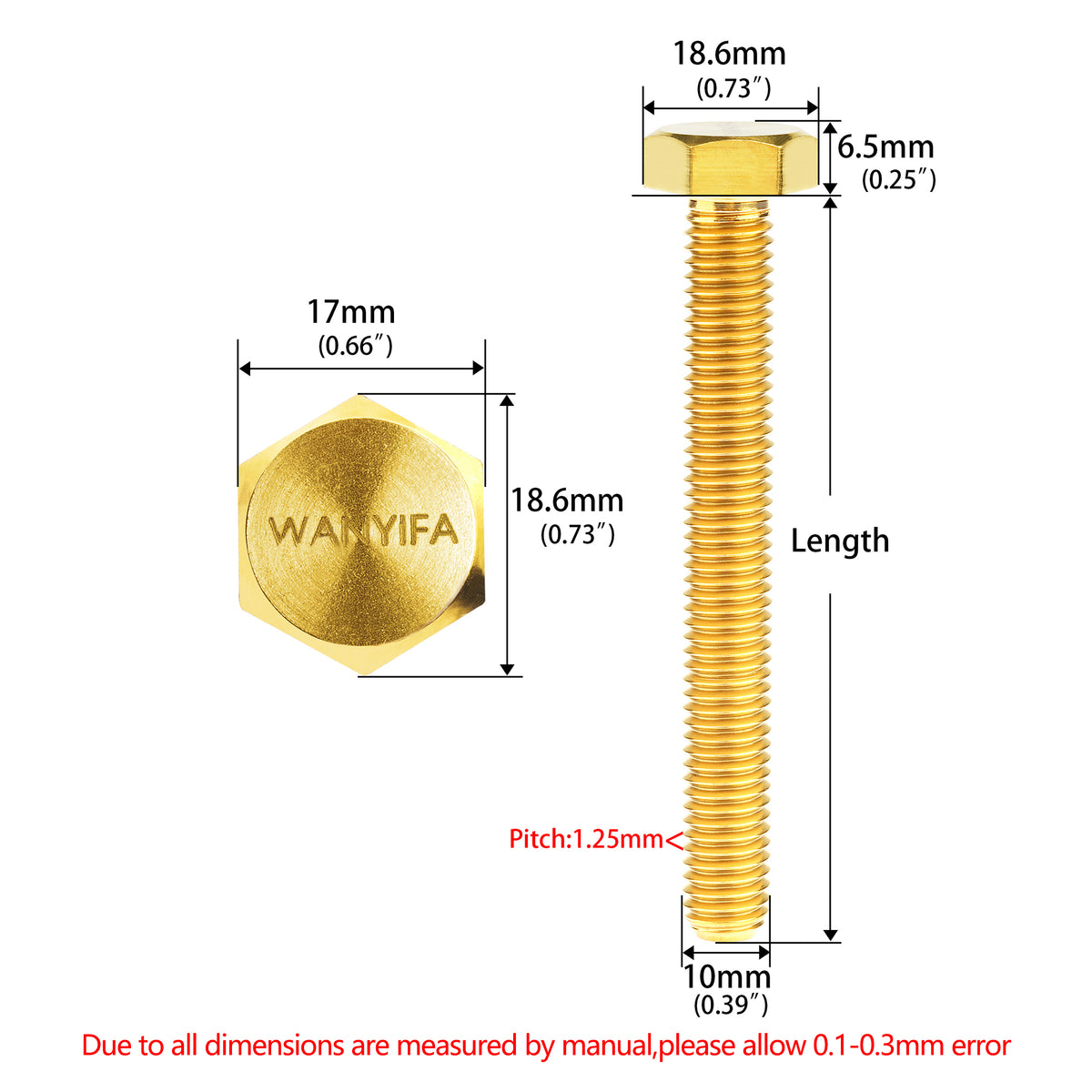Wanyifa Titanium Bolt M10x20 25 30 35 40 45 50 55 60 65 70 75 80 85 90 ...