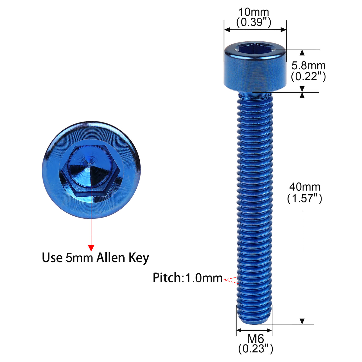 Wanyifa Titanium Bolt M6x40mm Cap Socket Hex Head Full Threaded Screw – Wanyifabolt