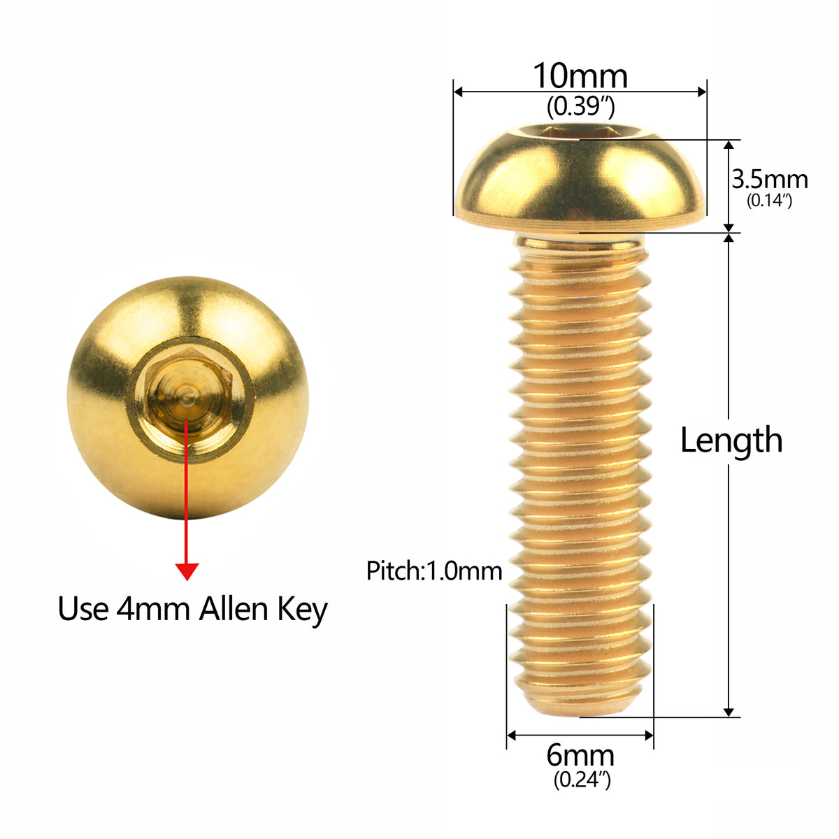 Wanyifa Titanium Bolt M6x12 16 20 25 30mm Button Hex Allen Head Screws ...