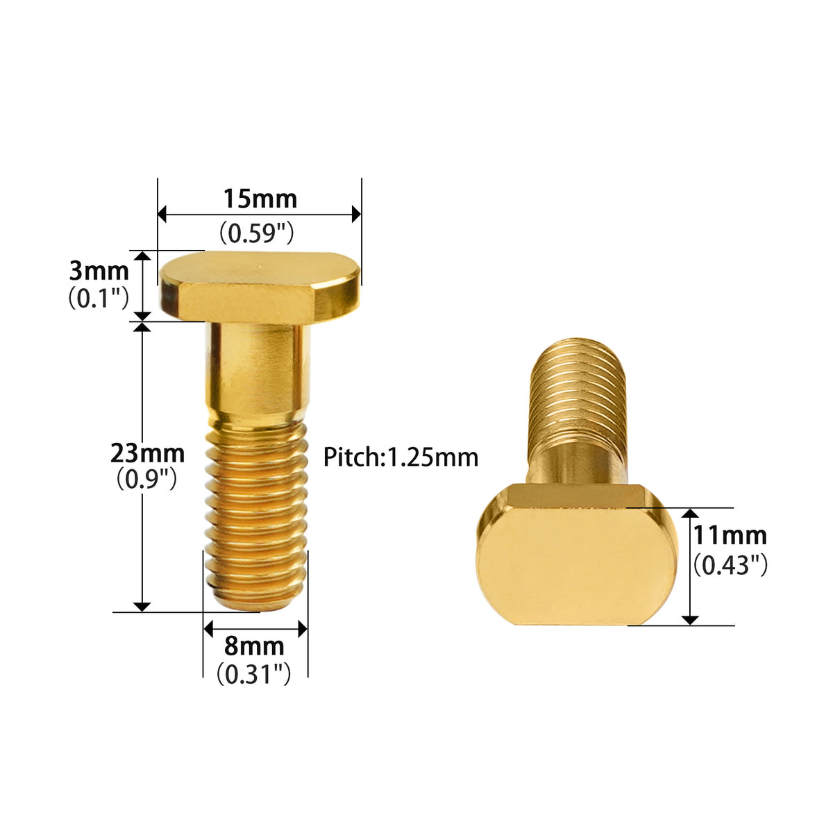 Wanyifa Titanium Bolt M8x23mm Pitch 1.25mm T-Slot Square Head Screw fo ...