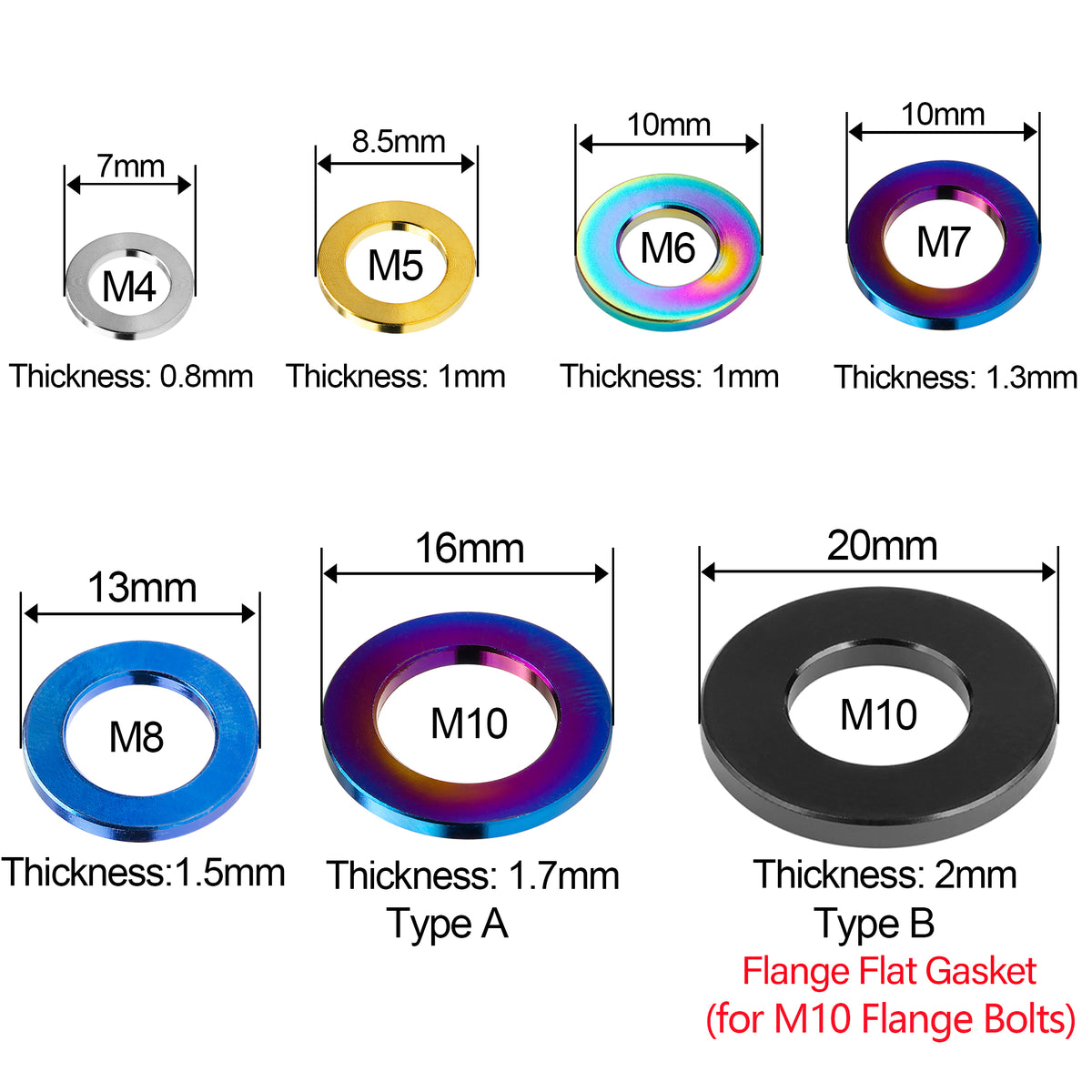 Wanyifa Titanium Washer M3 M4 M5 M6 M7 M8 M10 M12 M14 DIN912 Flat Spac ...